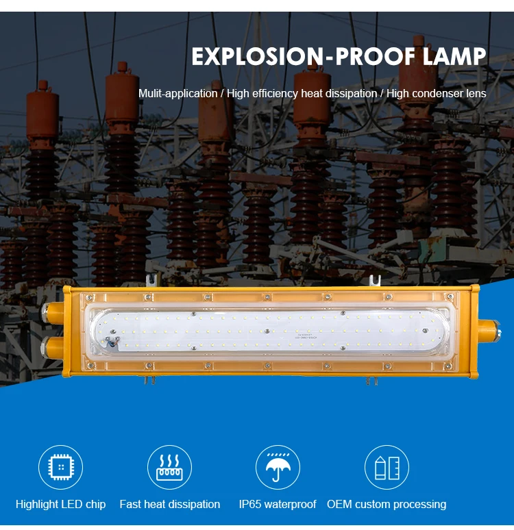 Atex Led Linear Light Chemical Industry Mine Explosion Proof Emergency Light Ip65 50w 60w 70w ...