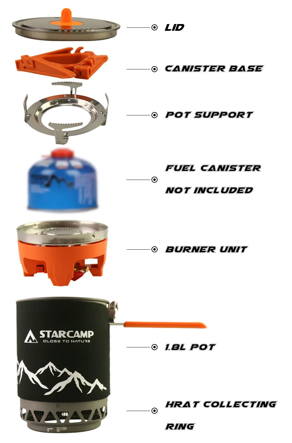 STARCAMP Outdoor Camping Cooking System - Fastboil Jet Cooker