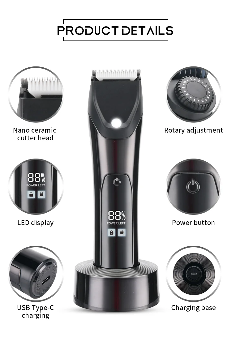 PRITECH Men's Electric Groin Hair Trimmer Body Grooming Clipper ...