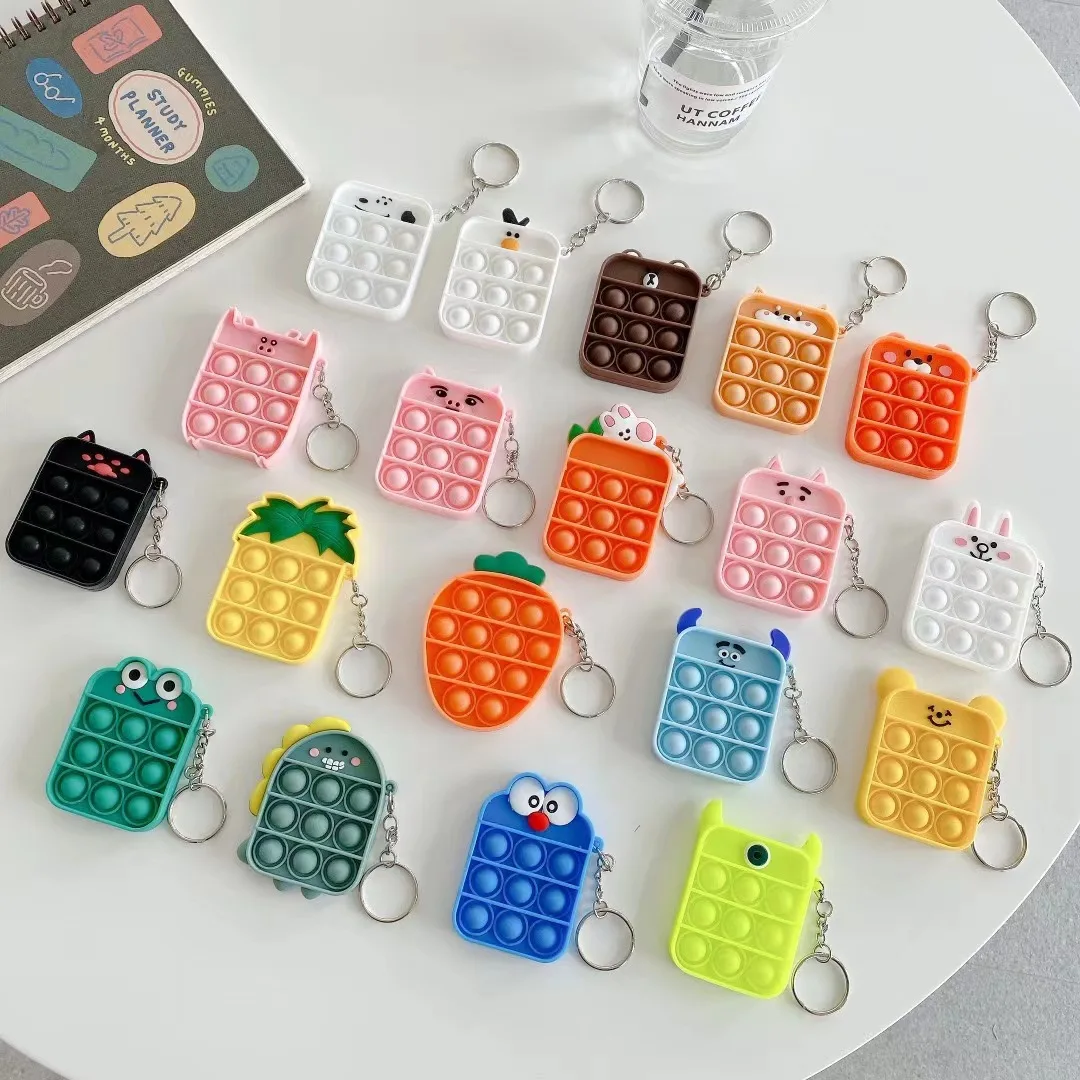 Poping Fidget Toys Heart Keychain Number Poppet Key Ring Popper Pop ...