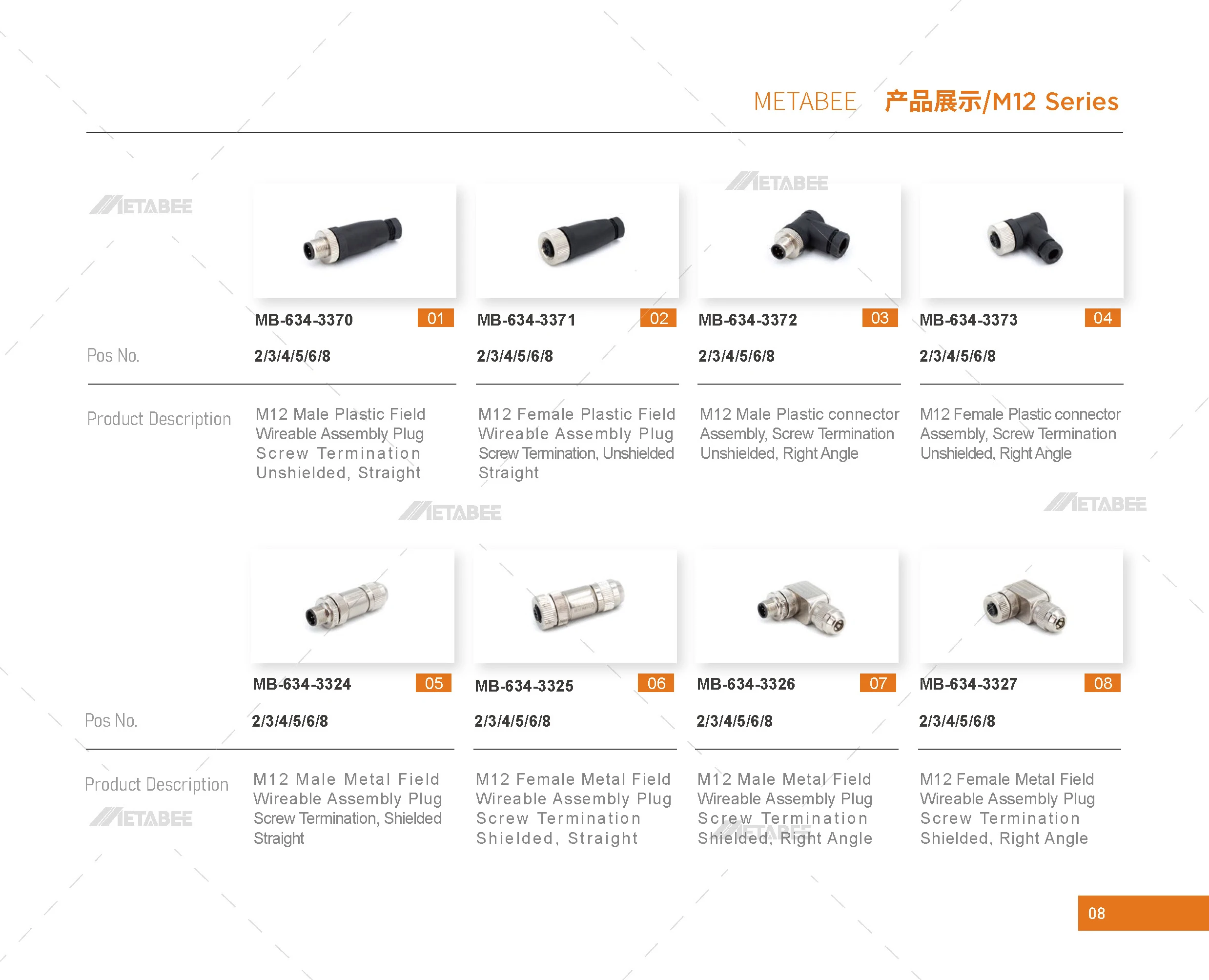 M12 Connector 8 Pin a Code 8-pin Male Female Straight| Alibaba.com