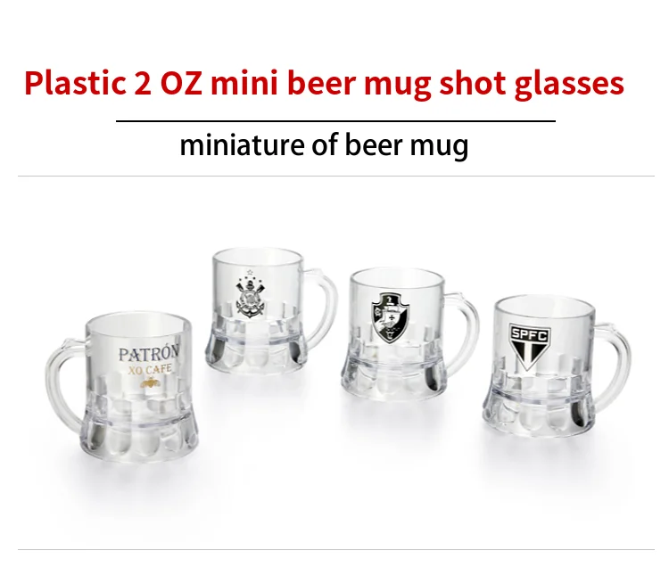 2 OZ Mini Plastic Beer Mug - Perfect for Parties & Events