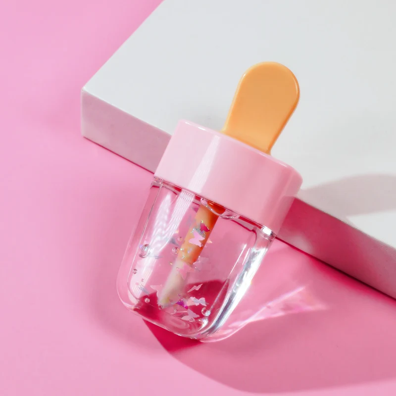 Cute Little Girl Clear Ice Cream Lip Gloss Moisturizing Fruit Flavor ...