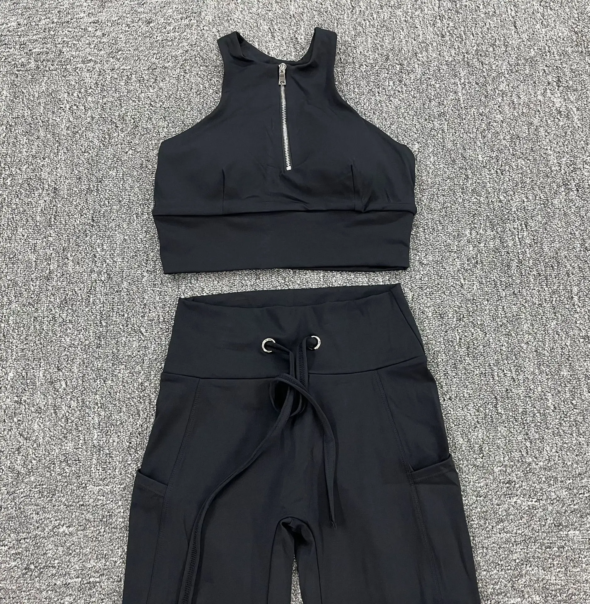 Pasuxi Custom Sexy Zipper High Waist Workout Clothes Ribbed Seamless ...