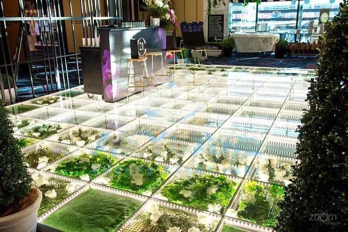 Flower Dance Floor - LED Light Glass for Wedding & Events