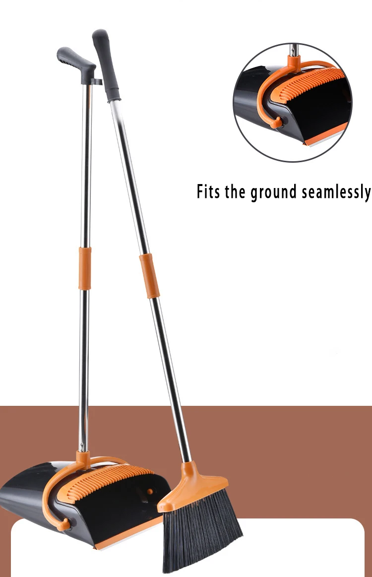 Broom And Dustpan Comb Set For Home Super Long Handle Upright Standing Dustpan For Home Room ...