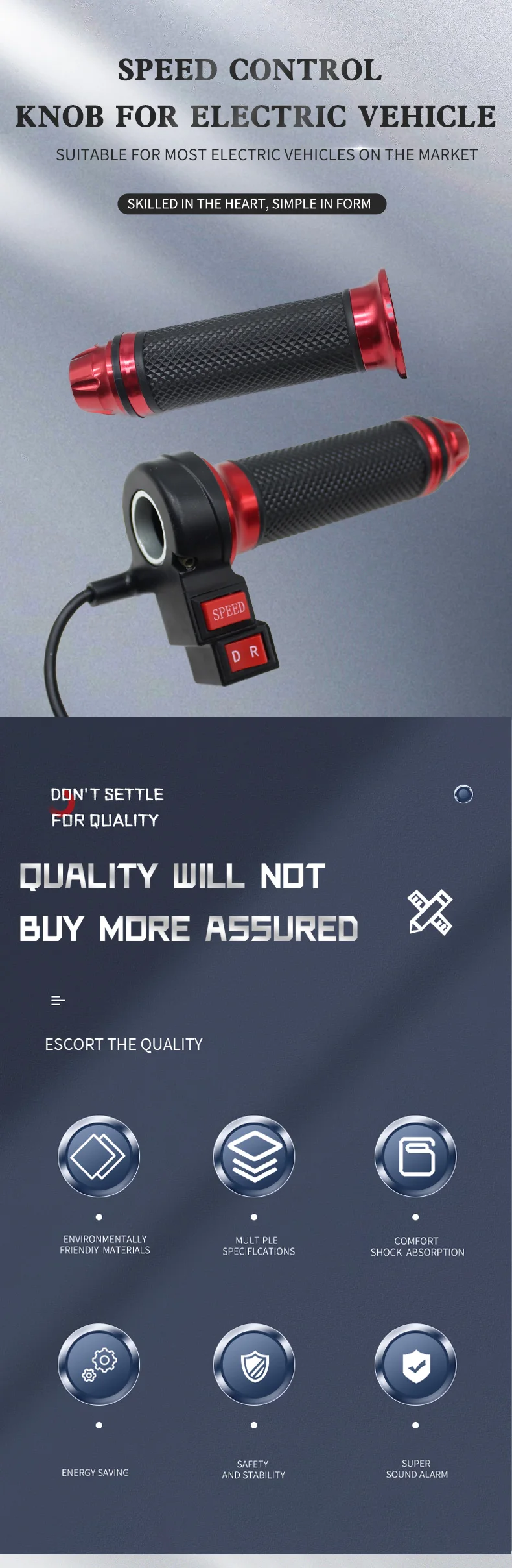 Durable Anti-slip Speed Adjustable Handle Grip for Electric Motorcycle ...