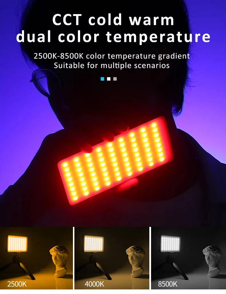 RGB LED Video Light with Built-in Battery, CRI97+, 3200K-6500K ...