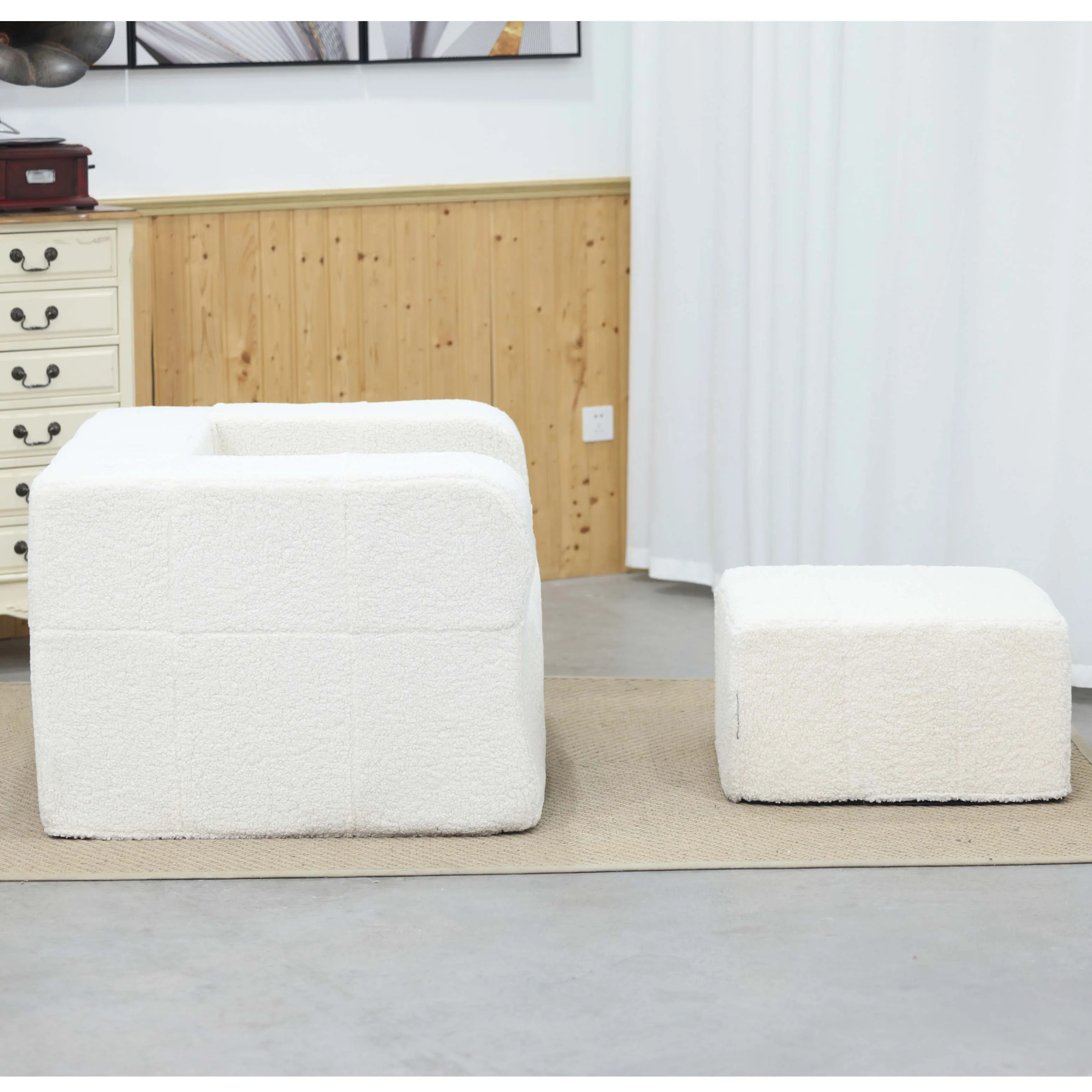 Oem Modern White Sherpa Indoor Sofa High Quality Compressible Density ...