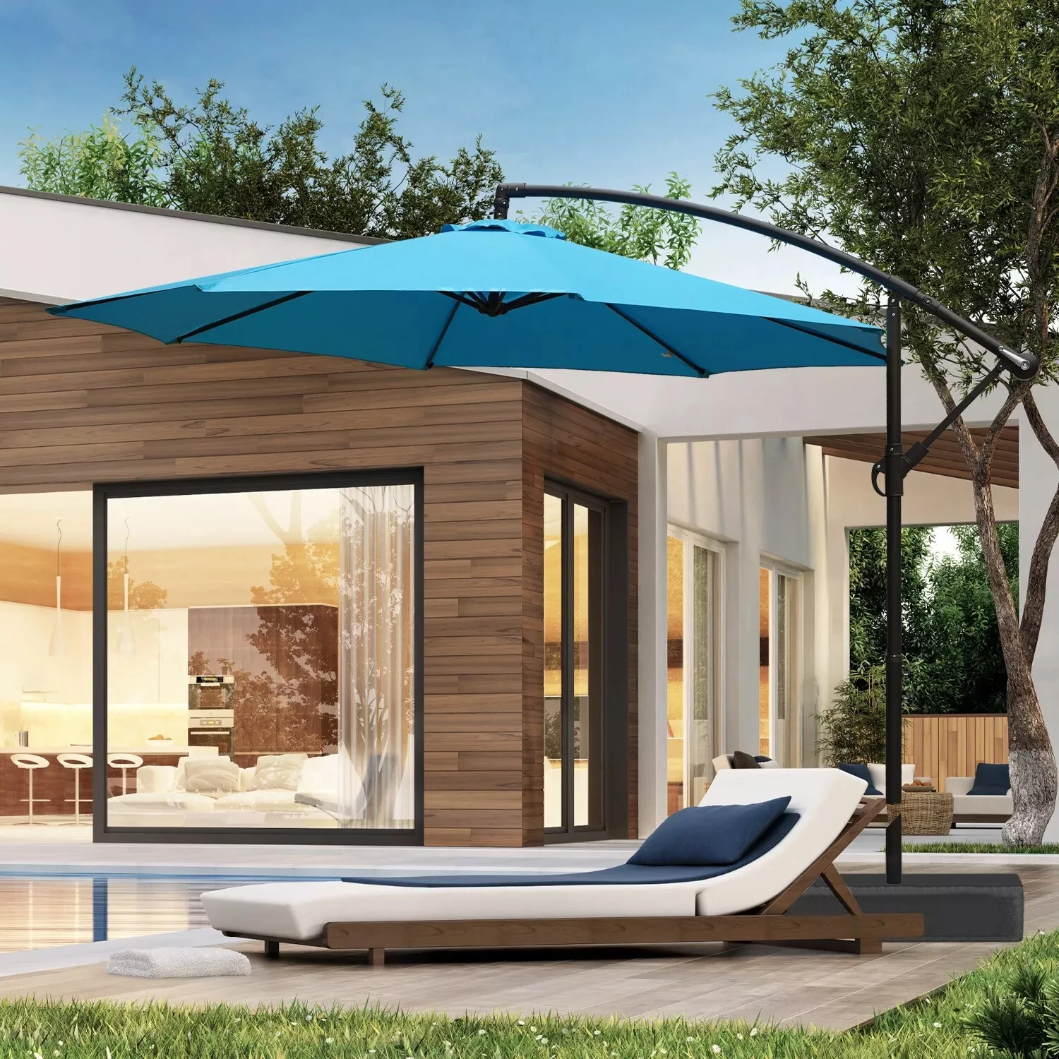 High Quality Cantilevered Garden Beach Terrace Sun Canvas Parasol ...