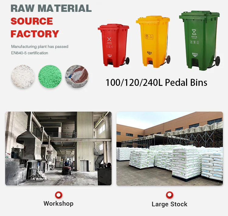 Outdoor 240L Plastic Dustbin - Red Hazardous Waste Bin