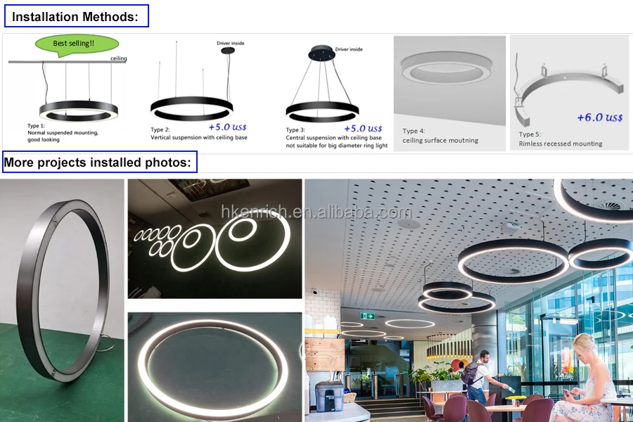 Modern Led Chandelier Circle Led Pendant Light 30w 40w 60w Led Hanging ...