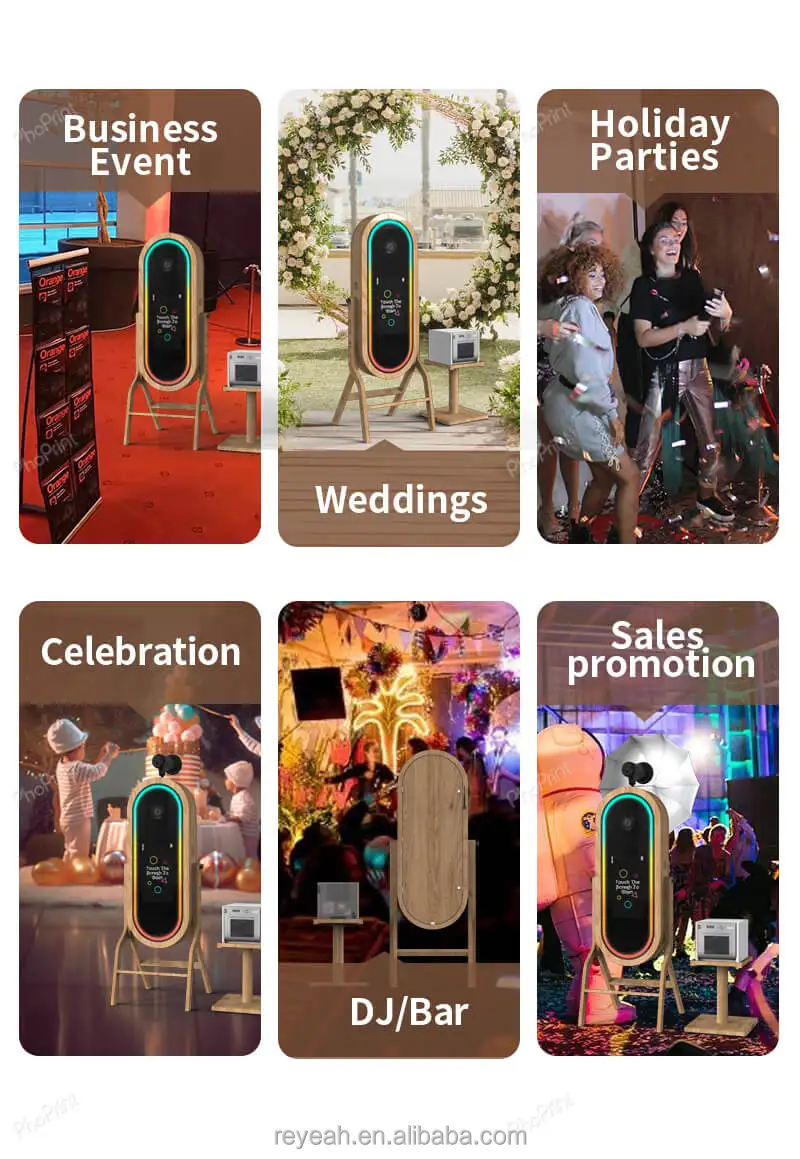 Phoprint Touch Screen Wooden Magic Mirror Photo Booth Machine for ...