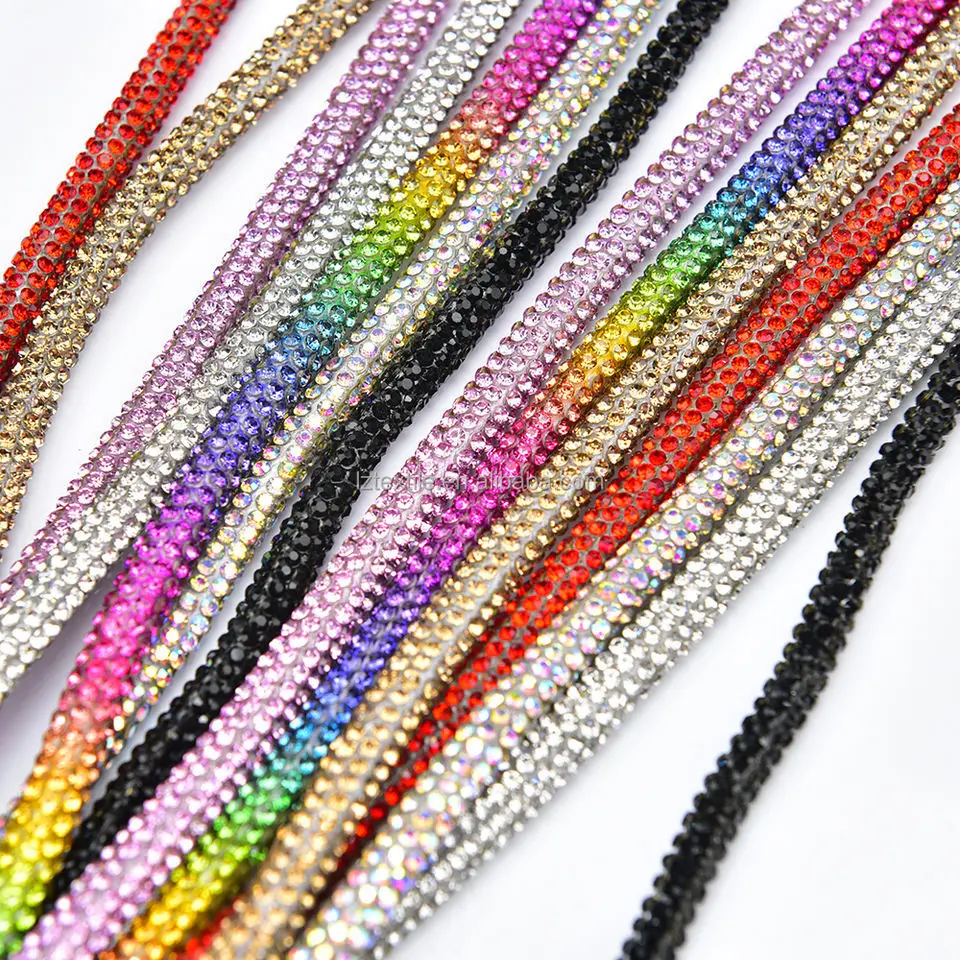 Factory Supply Shiny Crystal Ribbon Trim Ss3.5 Ss5 Rhinestone Rope Tube ...