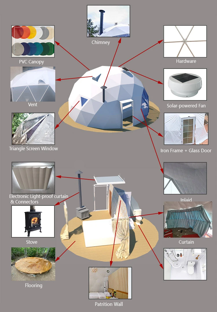 Outdoor 2-3 People Pvc Domos Geodesic Dome Camping Waterproof Domes ...