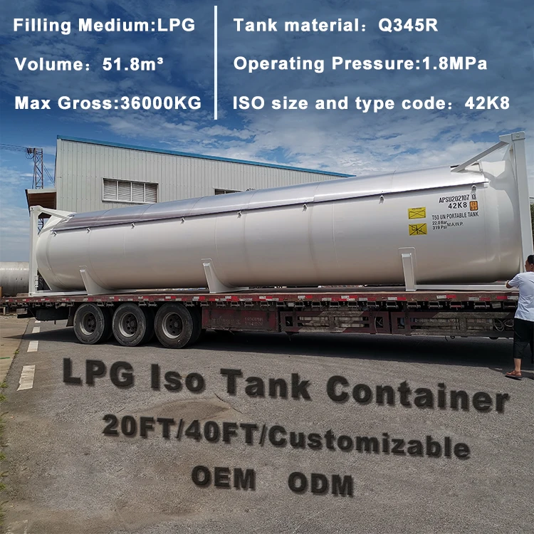 ASME High Pressure LPG Shipping Container 40 ft Iso LPG Tank Container ...