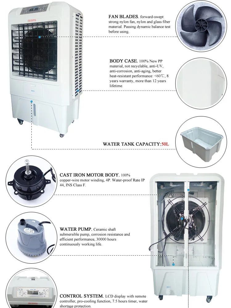 Adiabatic Evaporative Cooling Air Cooler Body Plastic Cooling Cooler