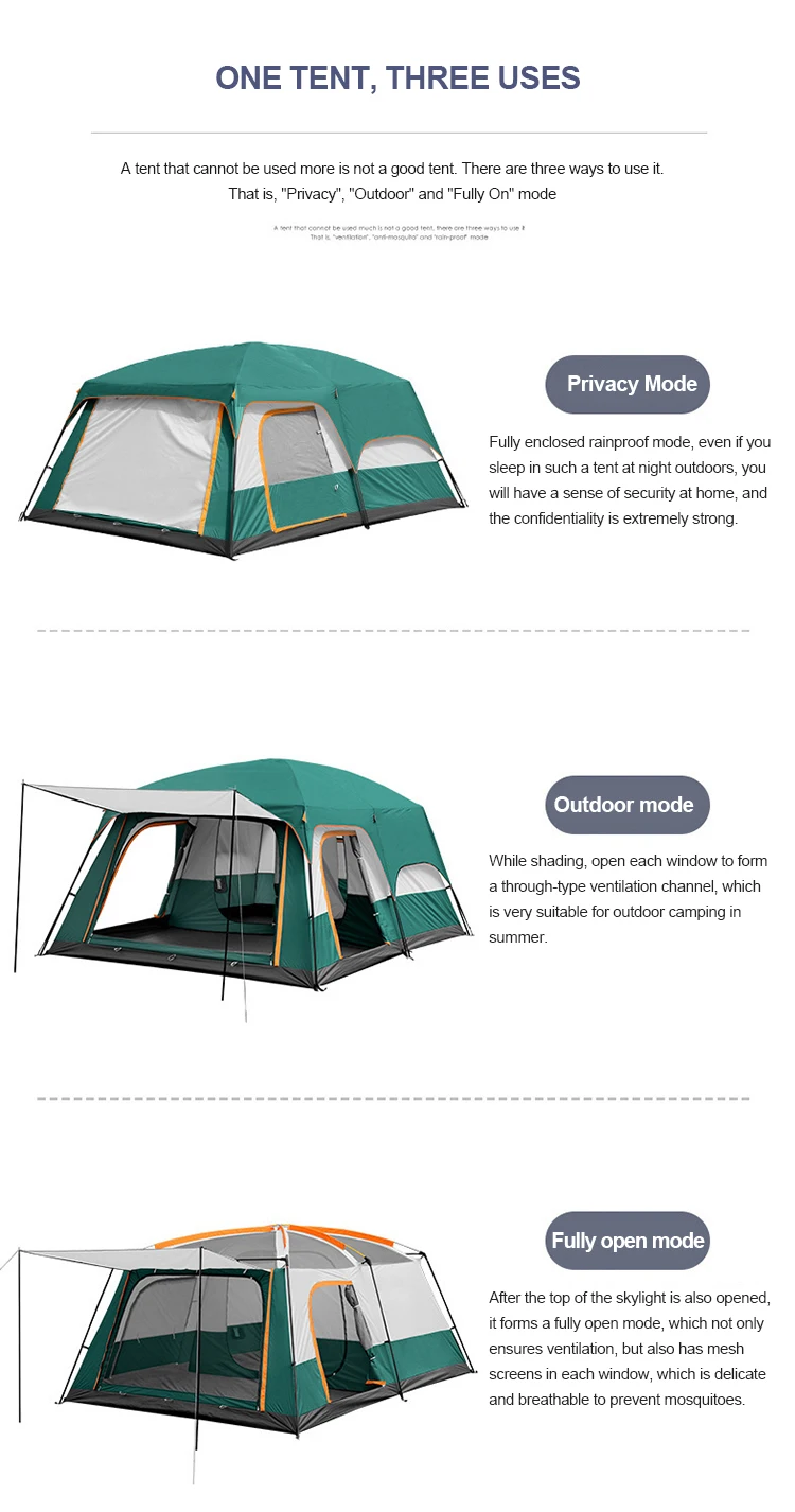 Outdoor Luxury Windproof Family Waterproof Camping Tents