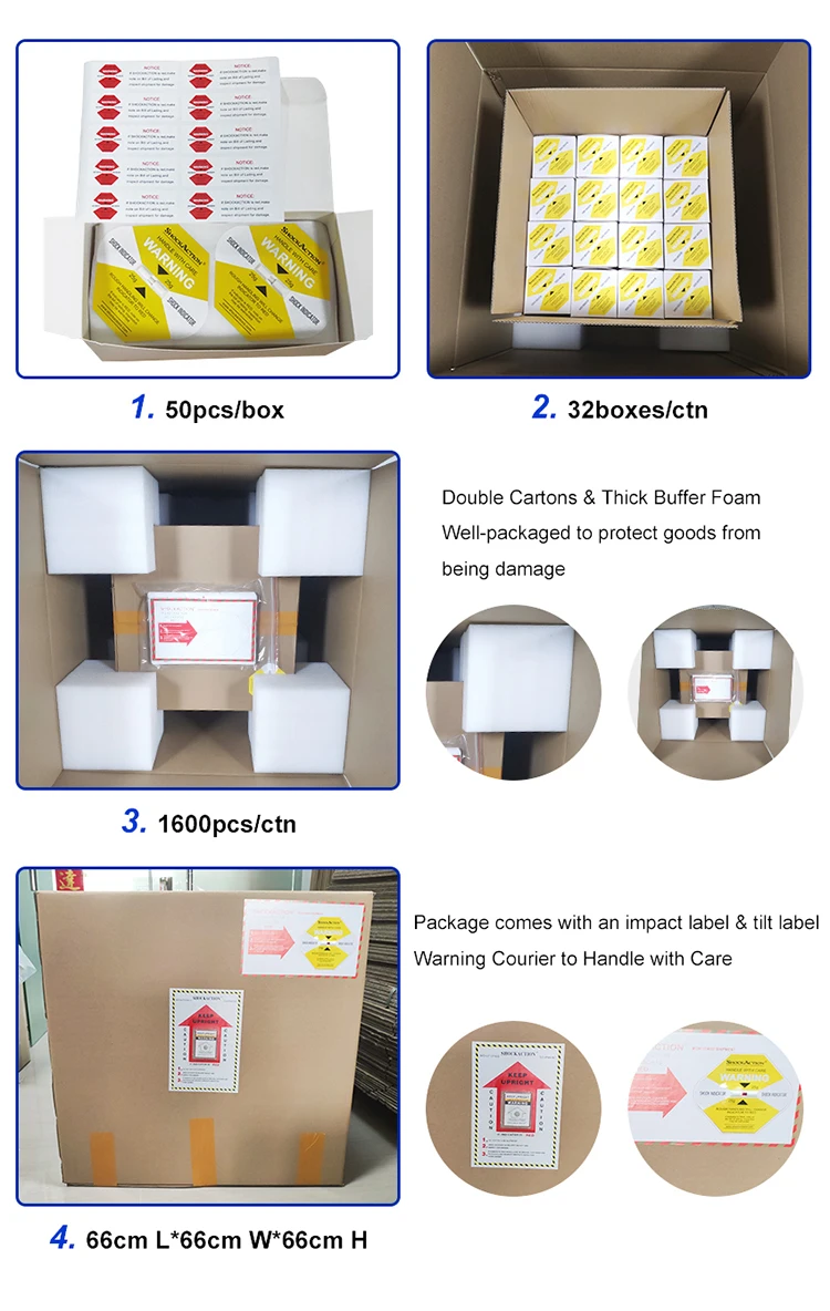 Shock Indicator Label 25g To 100g Impact Labels For Fragile Goods ...