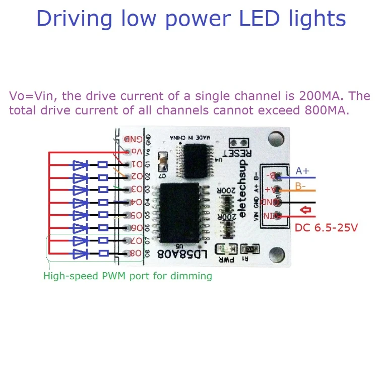 LD58A08 8ch RS485 to PWM Output Darlington Transistor Driver