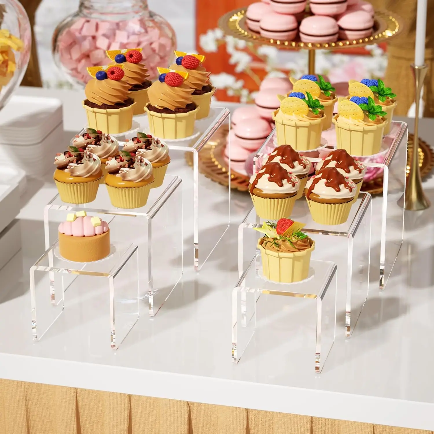 3 Sets Acrylic Display Risers Stand Jewelry Display Riser Shelf ...