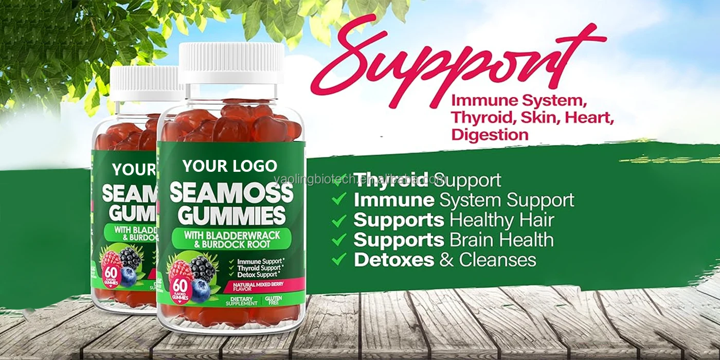 OEM 3000Mg Sea Moss Gummies Vegan Organic Bladderwrack Vitamin 60 Gummy ...
