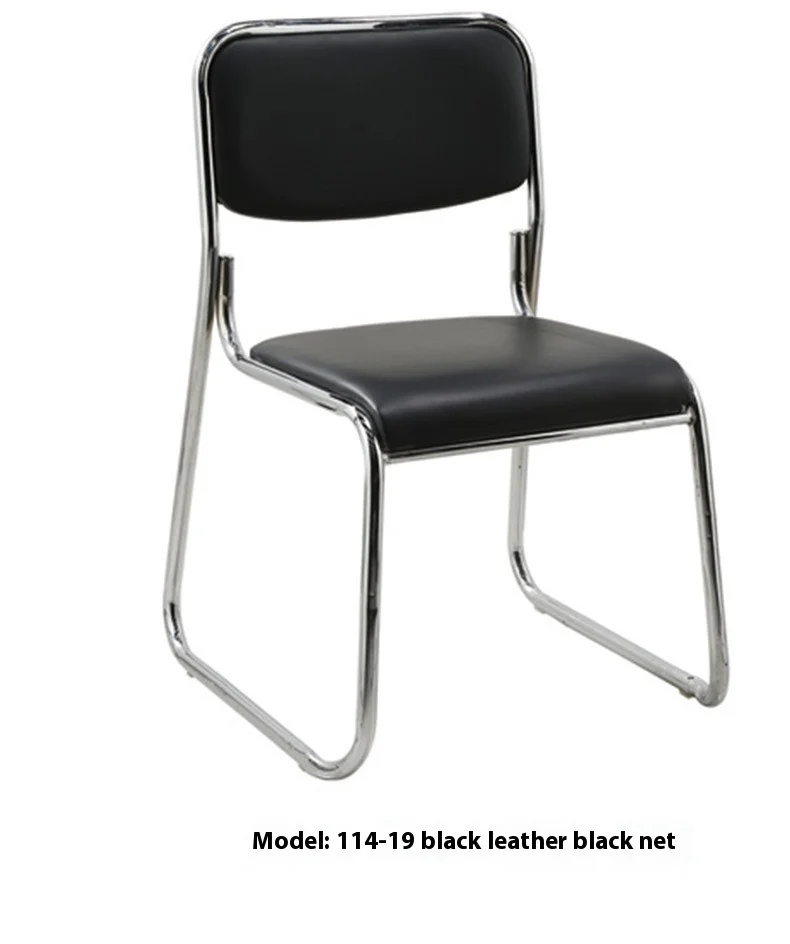 Modern Ergonomic Office Chair with Steel Frame Black Leatherette Low ...