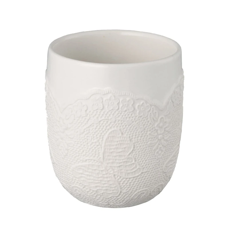 8oz Personalized Knit Design Double Wall Cup Stoneware Handleless ...