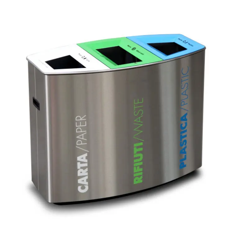 3 Section Sorting Trash Garbage Bin Outdoor Classified Waste Rubbish ...