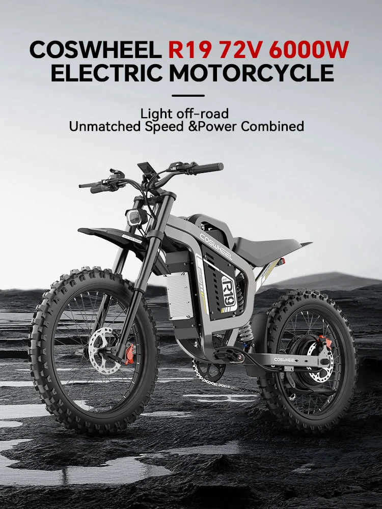 Coswheel R19 Electric Motorcycle - 6000W Motor, 72V 40Ah Battery, 100KM ...