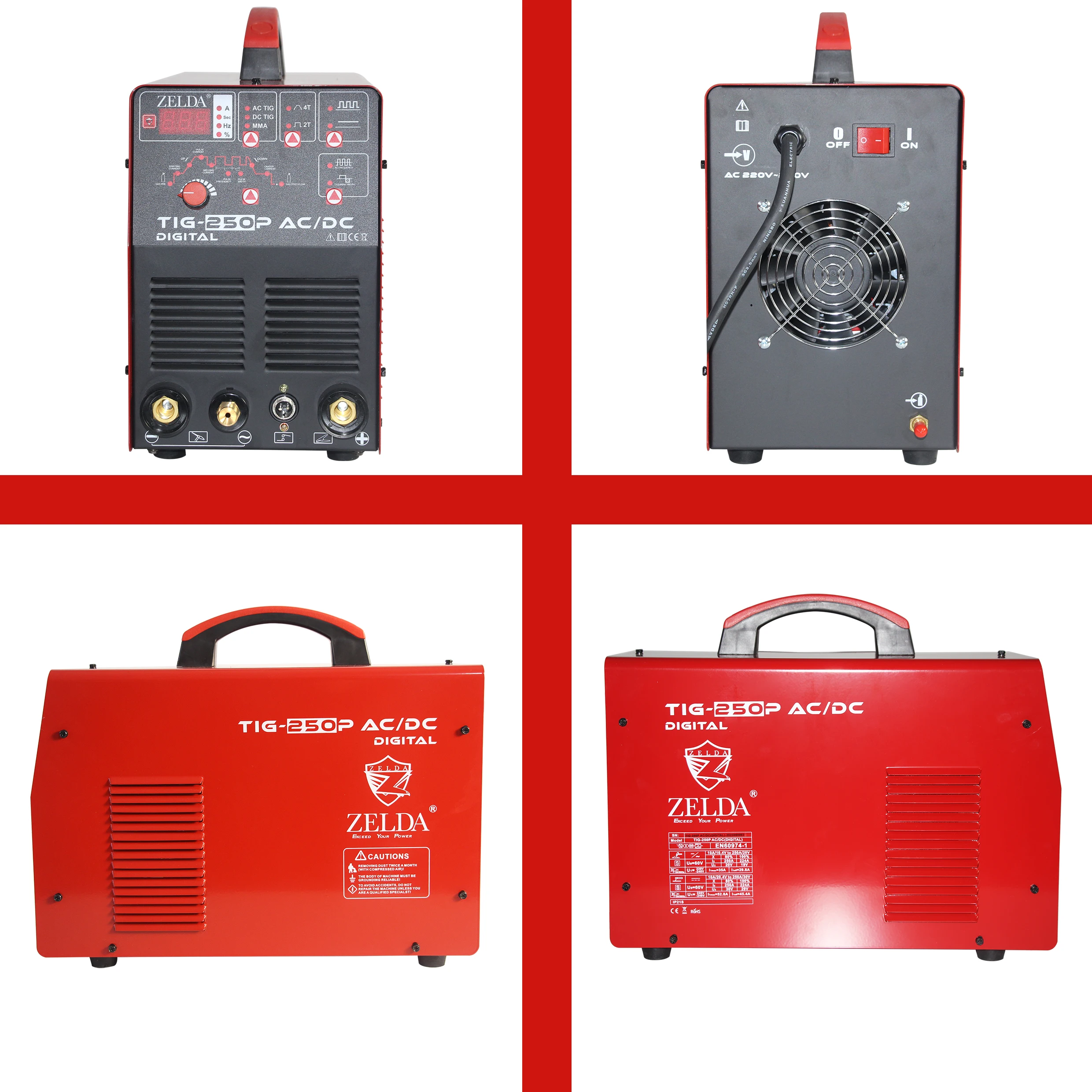 ZELDA 220V Tig Welding Machine with 2T/4T Digital AC DC 250Amp IGBT ...