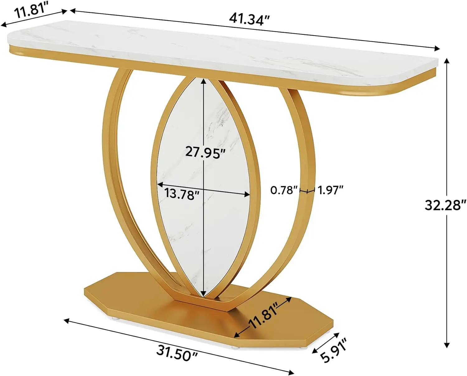 Tribesigns Gold Entryway Modern Console Table, Faux Marble Narrow Sofa ...