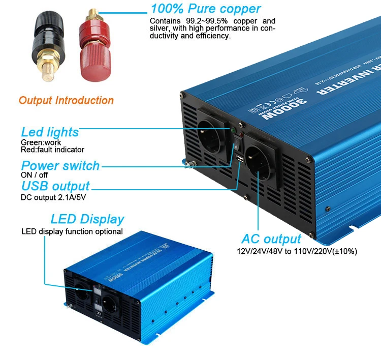300w 400w 600w 700w 1000w 1200w 1500w 2000w 2500w 3000w 3500w 4000w 12v 24v 48v Dc To Ac 110v ...