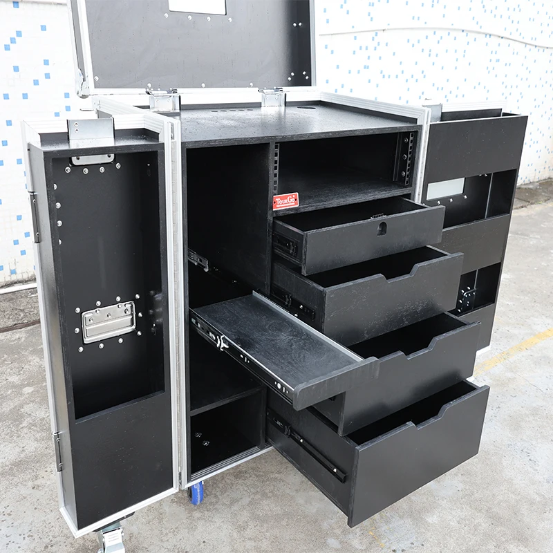5 Drawers Tool Flight Case with 3U Rack Space & Power - Portable ...