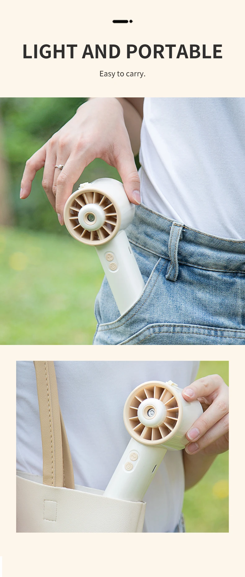 IMYCOO Portable Cooling Water Spray Fan - Rechargeable & Bladeless