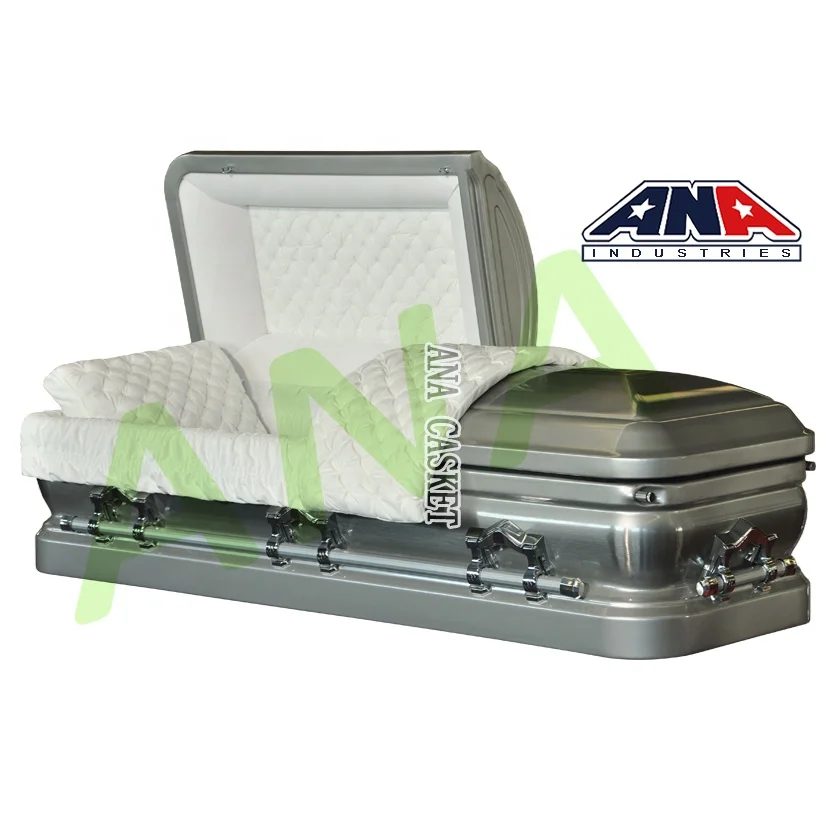 ANA Brushed Casket Silver Finish Velvet Interior American Style Metal ...