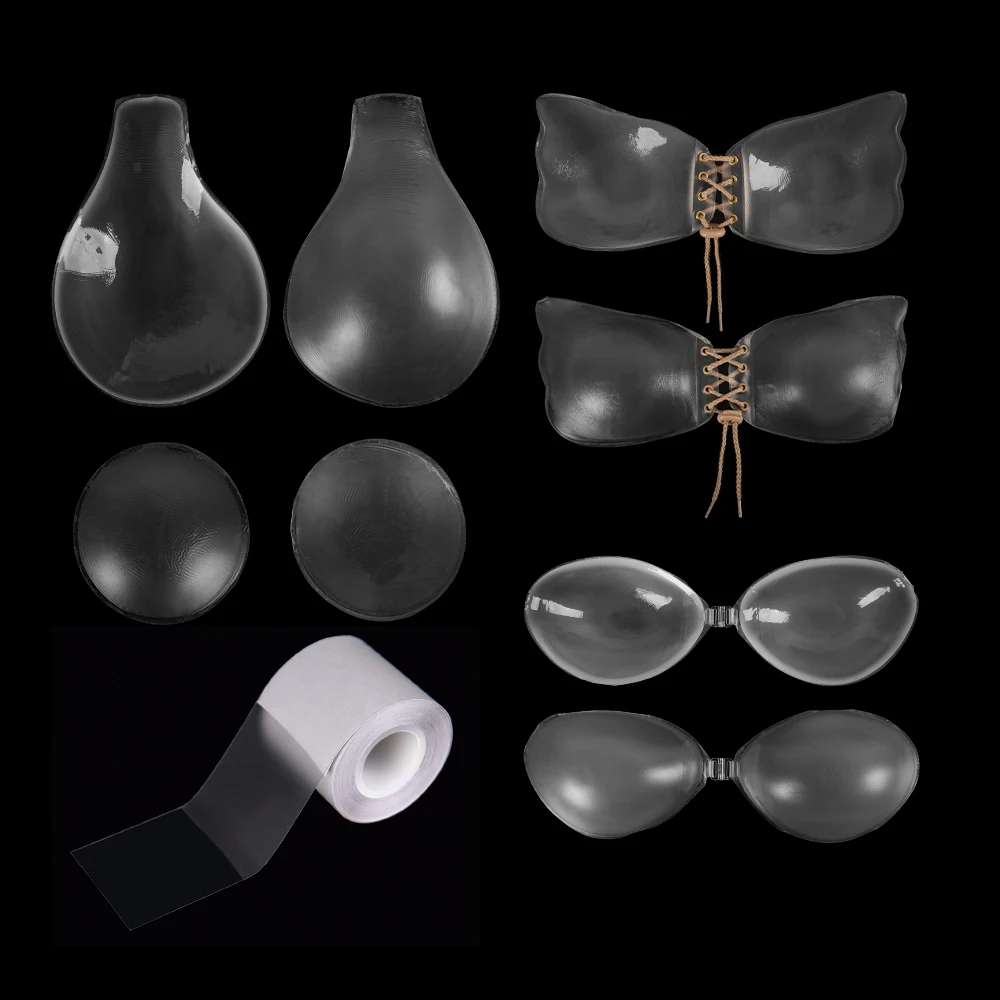 Transparent Wing Shape Gather One Piece Invisible Silicone Strapless ...