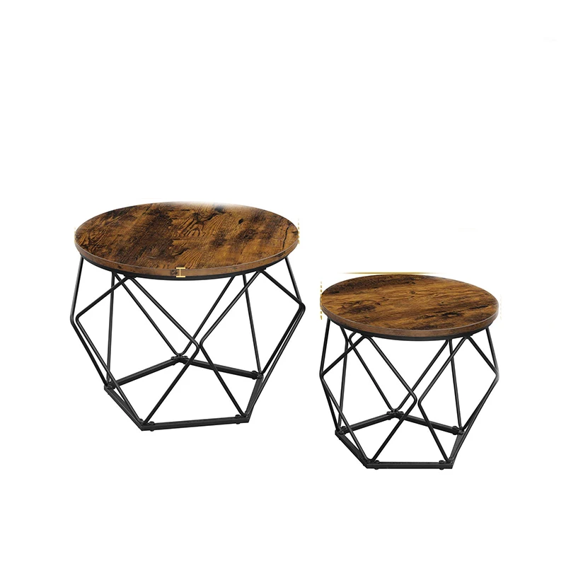 Vintage Industrial Style Geometric Coffee Table Size Combo Coffee Table ...