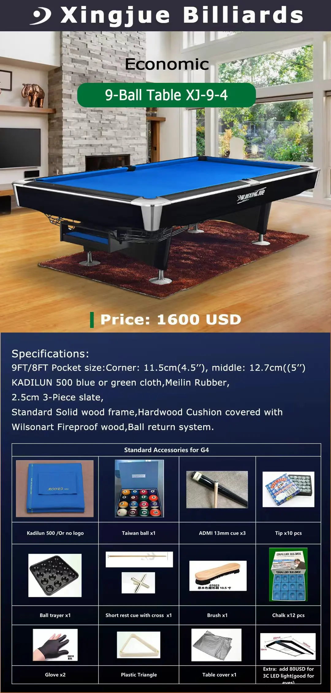 7 Foot Slate Pool Table - Durable & Customizable Design