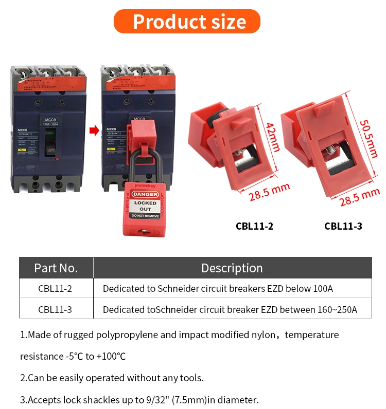 Electrical Mcb Lock Nylon Circuit Breaker Lockout for Schneider