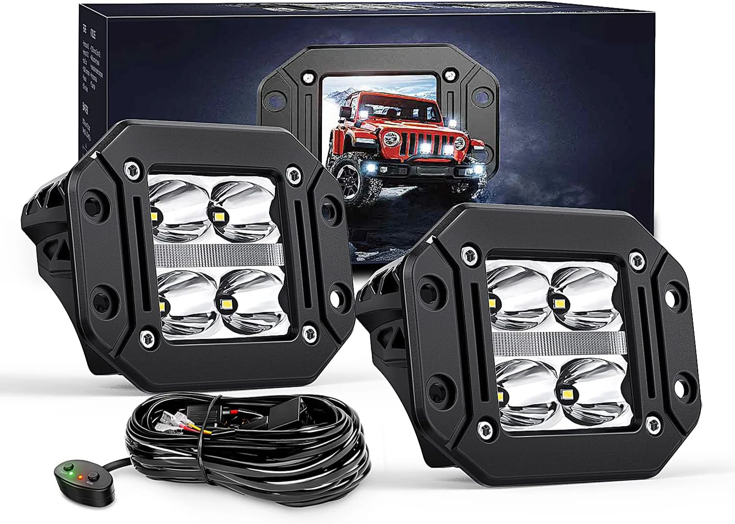 2pcs Plain Mounted Led Pod Light With Drl,4.8-inch Dot Beam 20w 2510lm ...