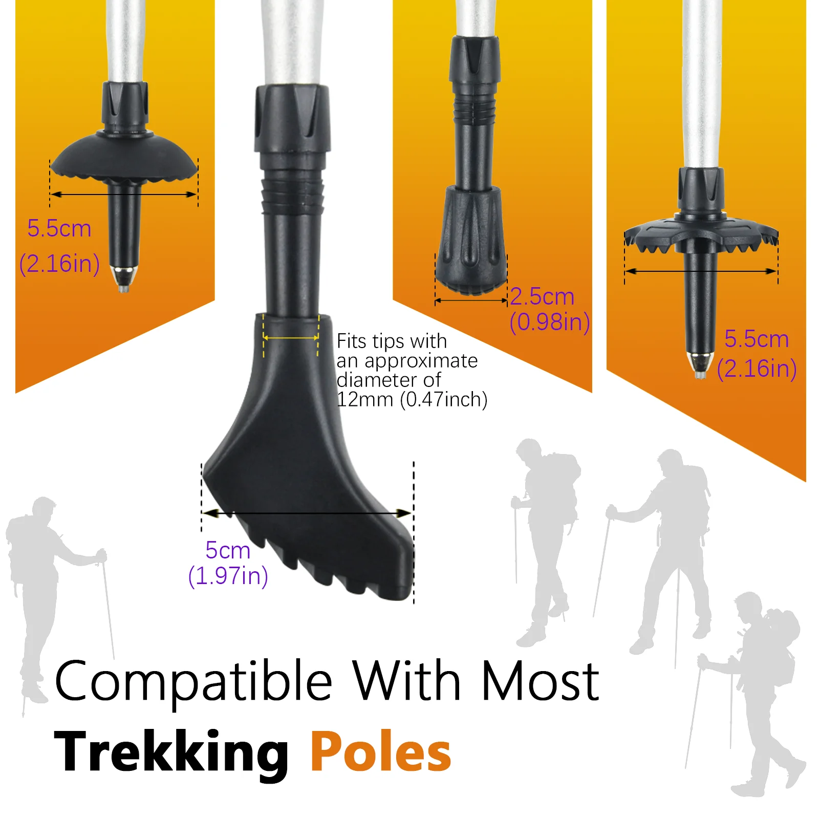 Nordic Hiking Walking Stick Replacement Feet Pad Fits All Standard ...