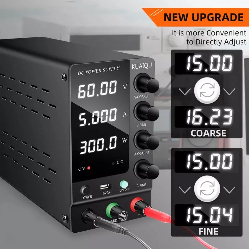 Desk Dc Bench Adjustable Output Range 0~60 Volts/0~5 Amps Dc Power ...