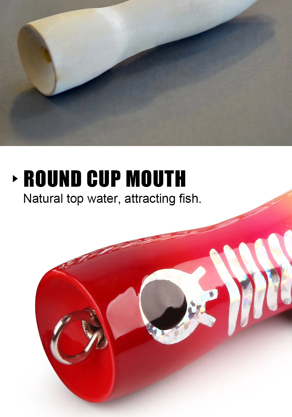 Spinpoler Round Mouth Topwater Hard Wooden Gt Popper Fishing Lure 8cm ...