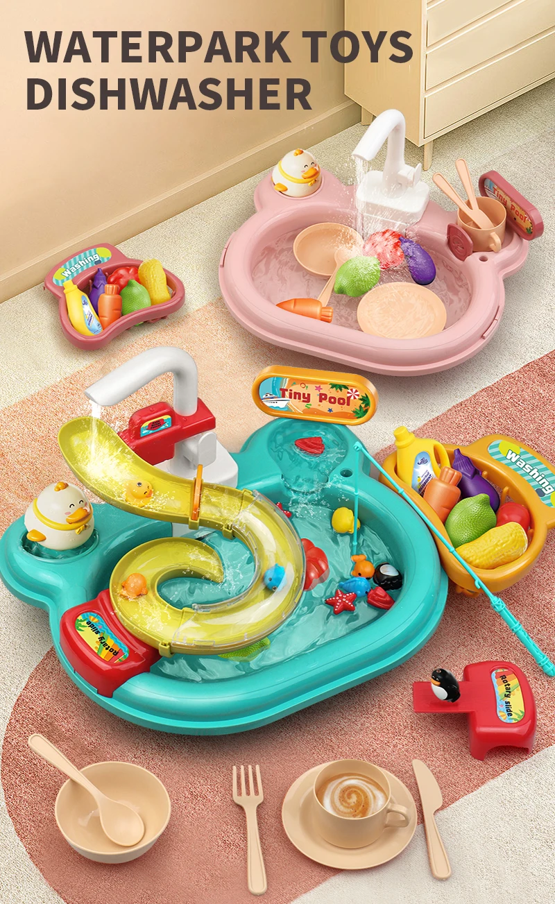 Leemook 2024 New Pretend Play Playhouse Electric Dishwasher Kitchen Toy ...