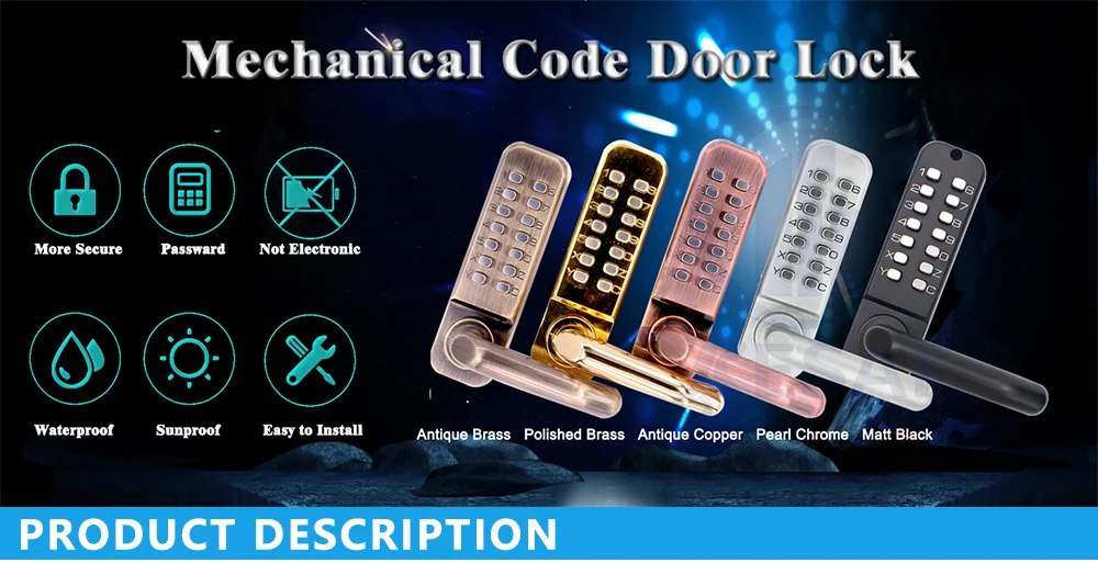 Safe Push Button Gate Door Lock Keypad Combination Lock Keyless Entry ...