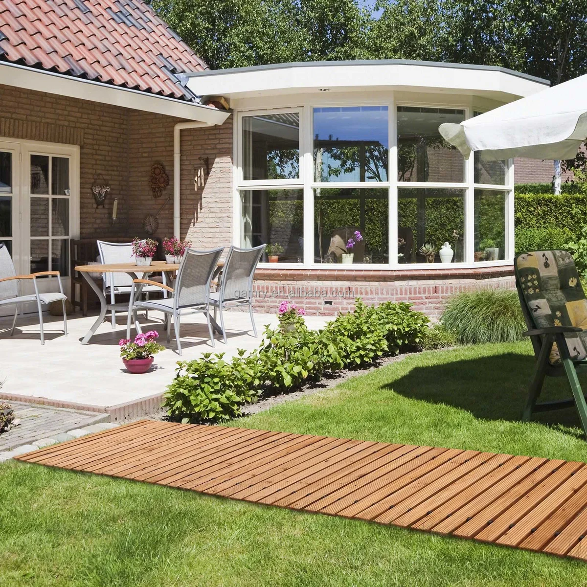 Outdoor Wooden Cedar Roll Out Pathway - Weather-Resistant Garden ...