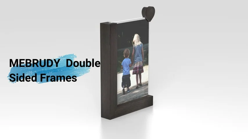 Custom Bamboo L-shaped Picture Frames Clear Double-sided Acrylic Wooden ...