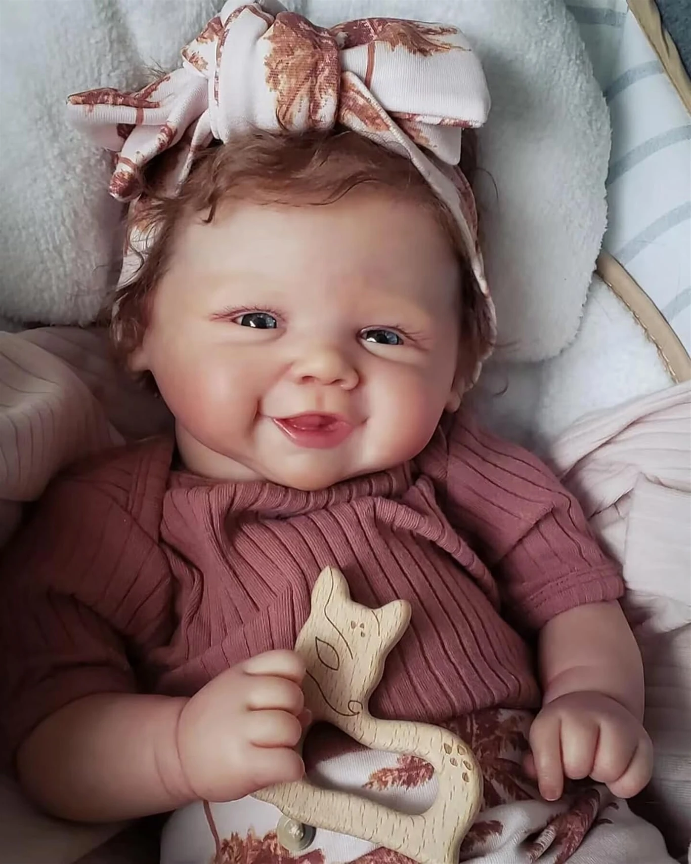 R&B 48cm Realistic Smiling Awake Reborn Toddler Girls Boneco