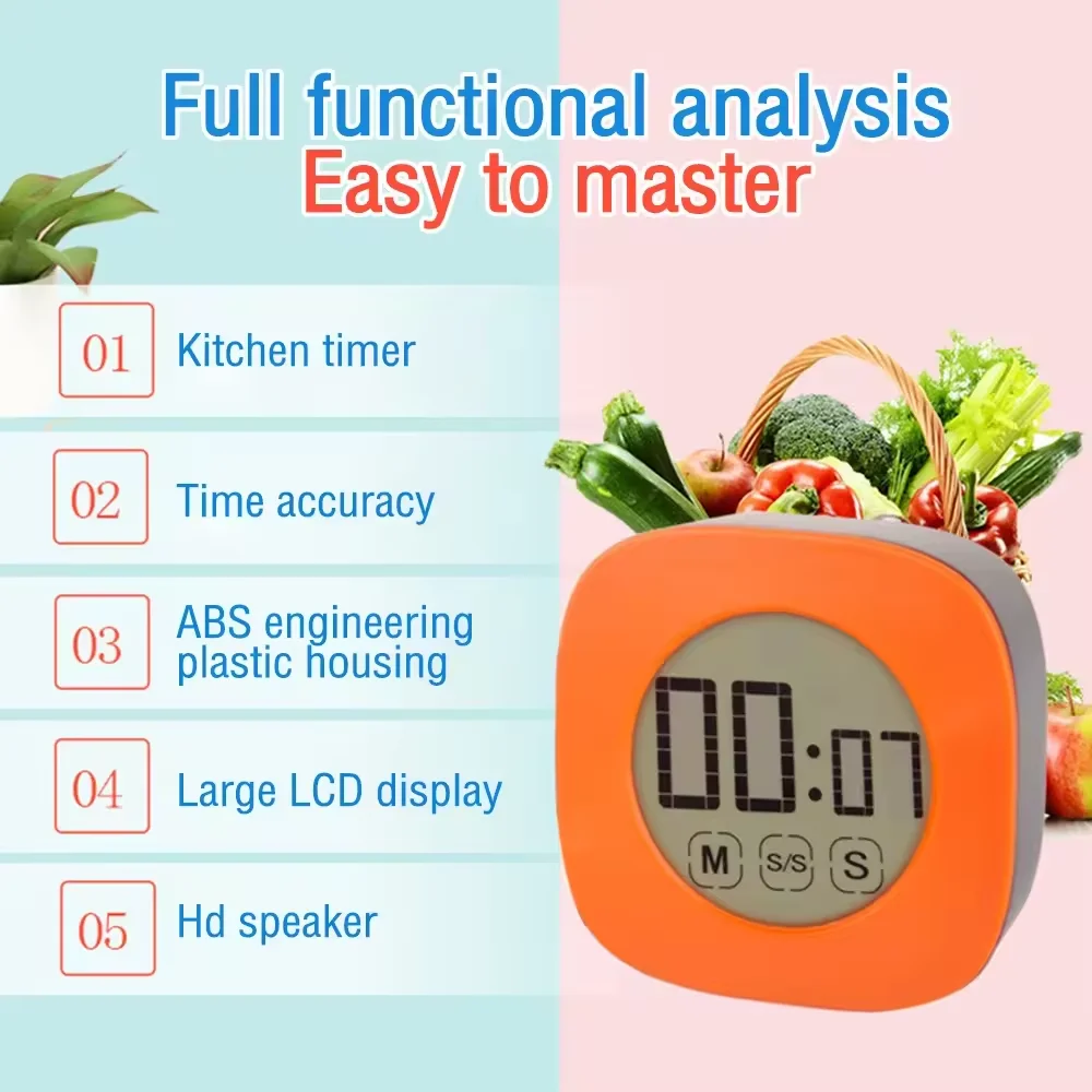 Lcd Countdown Timer Cooking School Digital Display Count Up Timing Stopwatch Touch Screen